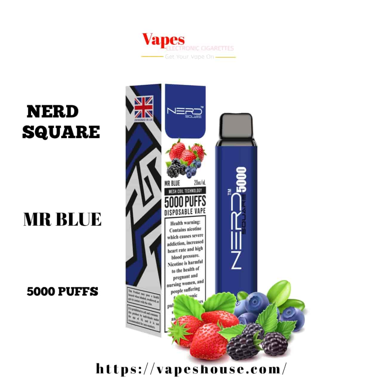 Nerd Square 5000 - MR Blue Disposable – Vapes House